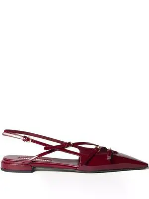Miu Miu Patent Leather Slingback Flat Pumps - Red