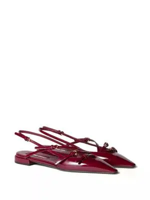 Miu Miu Patent Leather Slingback Flat Pumps - Red