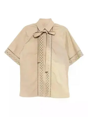 Elie Saab Embroidered Cotton Shirt - Grey