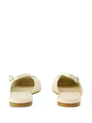 AeydĒ Liya Slingback Leather Flat Pumps - White