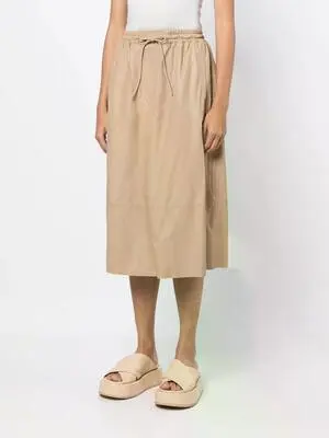 YVES SALOMON Leather Flared Skirt - Neutrals