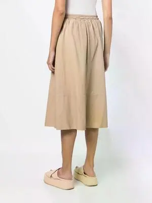 YVES SALOMON Leather Flared Skirt - Neutrals