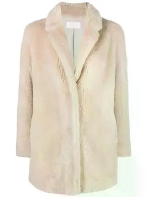 YVES SALOMON Shearling Trim Single-breasted Coat