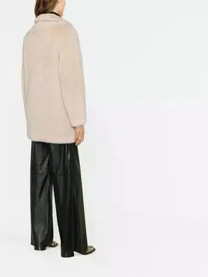YVES SALOMON Shearling Trim Single-breasted Coat