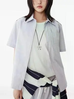 STUDIO TOMBOY Zip-fastening Shirt With Light Stripes - Blue