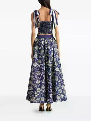 Alice + Olivia Blanca Floral-print Tie-shoulder Top