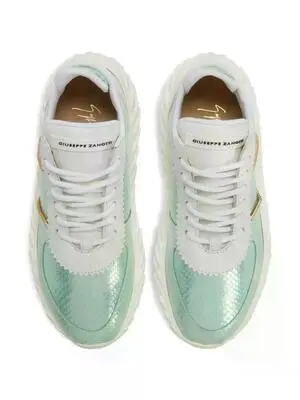 GIUSEPPE ZANOTTI Urchin Snakeskin-effect Lace-up Sneakers - Blue