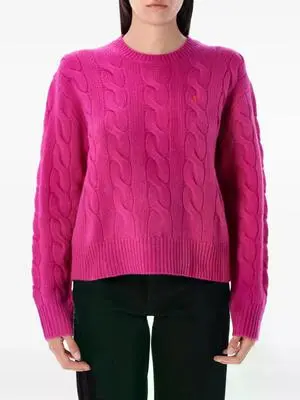 Polo Ralph Lauren Cable Knit Round Neck Long Sleeve Sweater - Pink