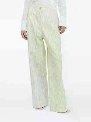 SONG FOR THE MUTE Zebra Print Wide Leg Trousers - Neutrals