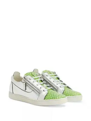GIUSEPPE ZANOTTI Nicki Metallic Leather Zip Detail Sneakers - Grey
