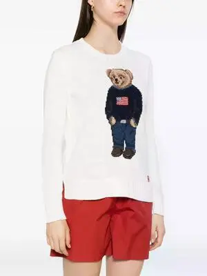 Polo Ralph Lauren Embroidered Bear Crew Neck Sweater - Neutrals