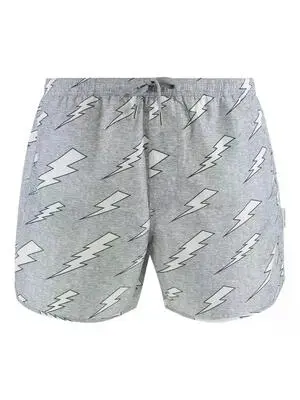 Neil Barrett Rain Bolts-print Swim Shorts - Grey
