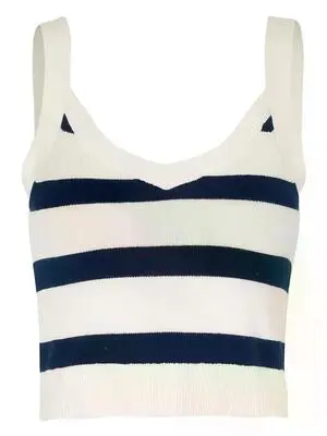 Baum Und Pferdgarten Striped Ribbed Knit Cropped Top - Neutrals
