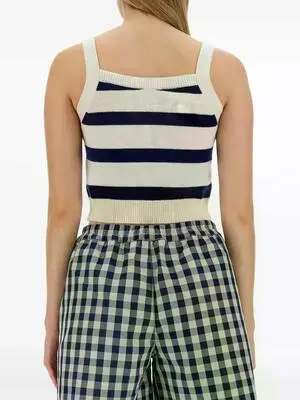 Baum Und Pferdgarten Striped Ribbed Knit Cropped Top - Neutrals