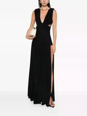Elisabetta Franchi Pleated Cut-out Maxi Dress