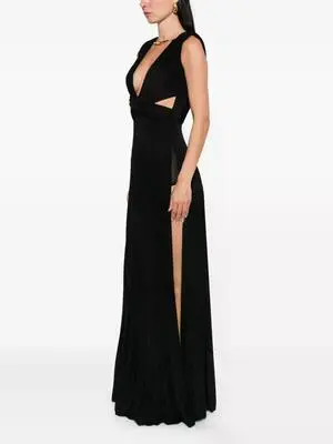 Elisabetta Franchi Pleated Cut-out Maxi Dress