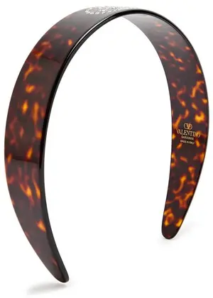 Valentino Garavani Embellished Vlogo Headband - Brown