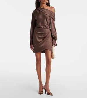 Simkhai Cameron Draped One-shoulder Minidress - Brown