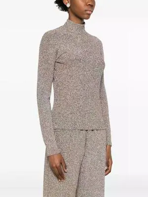 FORTE_FORTE Metallic High Neck Top - Pink