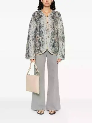 FORTE_FORTE Knitted Jacket With V-neck And Button Fastening