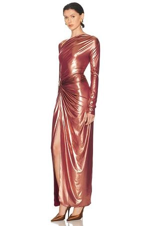 Lapointe Coated Jersey Asymmetric Draped Sarong Dress
