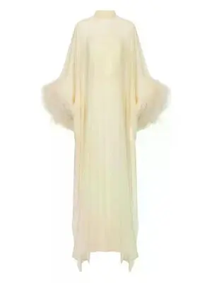 TALLER MARMO Feather Embellishment Maxi Dress - Neutrals