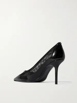 JIMMY CHOO Love 85 Mesh-trimmed Patent-leather Pumps