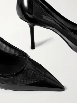 JIMMY CHOO Love 85 Mesh-trimmed Patent-leather Pumps