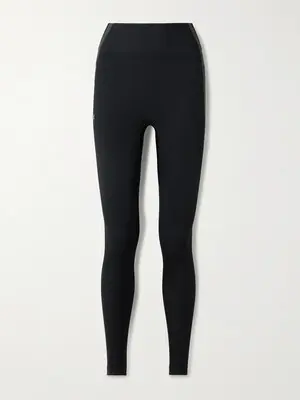 On Studio Striped Ribbed Stretch Recycled Leggings - Black