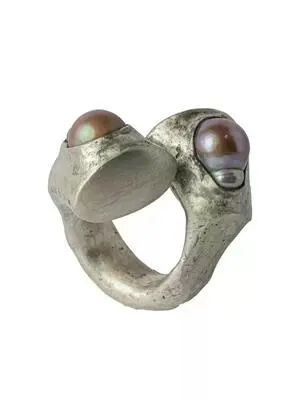 PARTS OF FOUR Sterling Giant Twisted Druid Baroque Pearl Ring - Silver