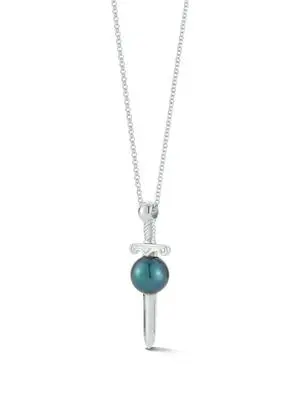 Mateo Sterling Sword Freshwater Pearl Necklace - Silver
