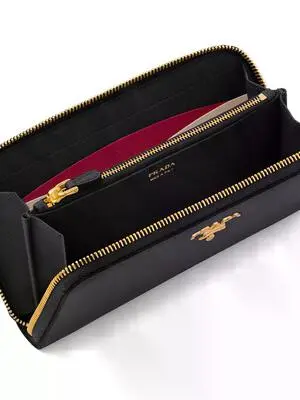 Prada Large Logo-plaque Wallet - Black