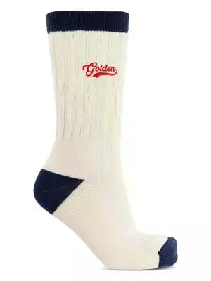 GOLDEN GOOSE Ribbed Knit Crew Socks - White