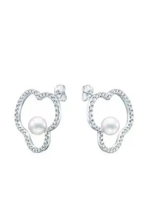 TASAKI Large Chants Signature Akoya Pearl And Diamond Earrings - Silver