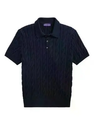 Ralph Lauren Purple Label Cable-knit Polo Shirt - Blue