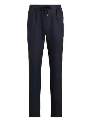 Ralph Lauren Purple Label Pleated Drawstring Trousers - Blue