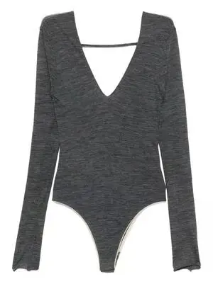 ALYSI Long-sleeve V-neck Bodysuit - Grey