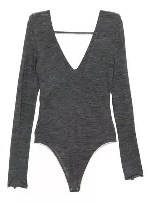 ALYSI Long-sleeve V-neck Bodysuit - Grey