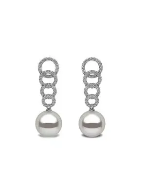 Yoko London 18k White Gold Freshwater Pearl And Diamond Drop Earrings - Silver