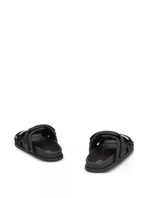 Moncler Moncler Summer Double-Strap Leather Sandals Black