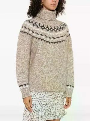 P.a.r.o.s.h Laila High-neck Fair Isle Sweater - Neutrals