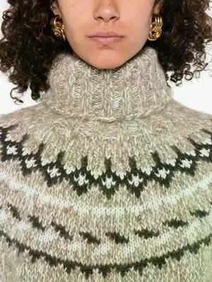 P.a.r.o.s.h Laila High-neck Fair Isle Sweater - Neutrals