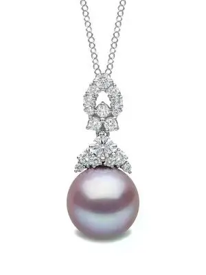 Yoko London 18kt White Gold Freshwater Pearl And Diamond Pendant - Silver