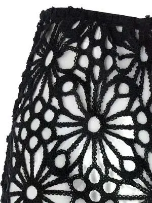 Norma Kamali Flower Crochet High Waist Trousers - Black