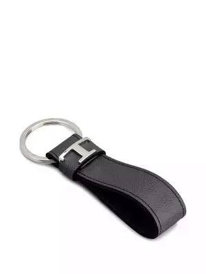 TOD'S Leather T-Logo Keyring Black