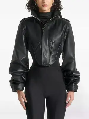 Manière De Voir Tacked-sleeve Corset Jacket - Black