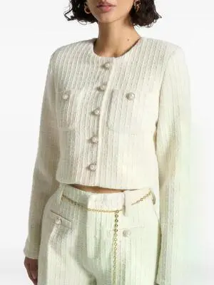 Manière De Voir Manier De Voir Celine Pearl Embellished Cropped Tweed Jacket