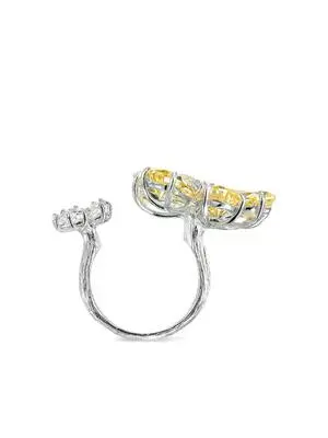 ANABELA CHAN 18k White Gold Daisy Flower Ring With Sapphires And Diamonds - Yellow