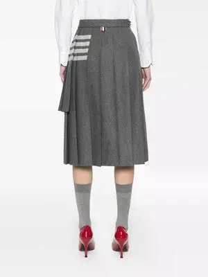 Thom Browne 4-bar Stripes Pleated Midi Skirt