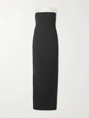 ILKYAZ OZEL Rhea Strapless Crepe Gown With Satin Trim - Black